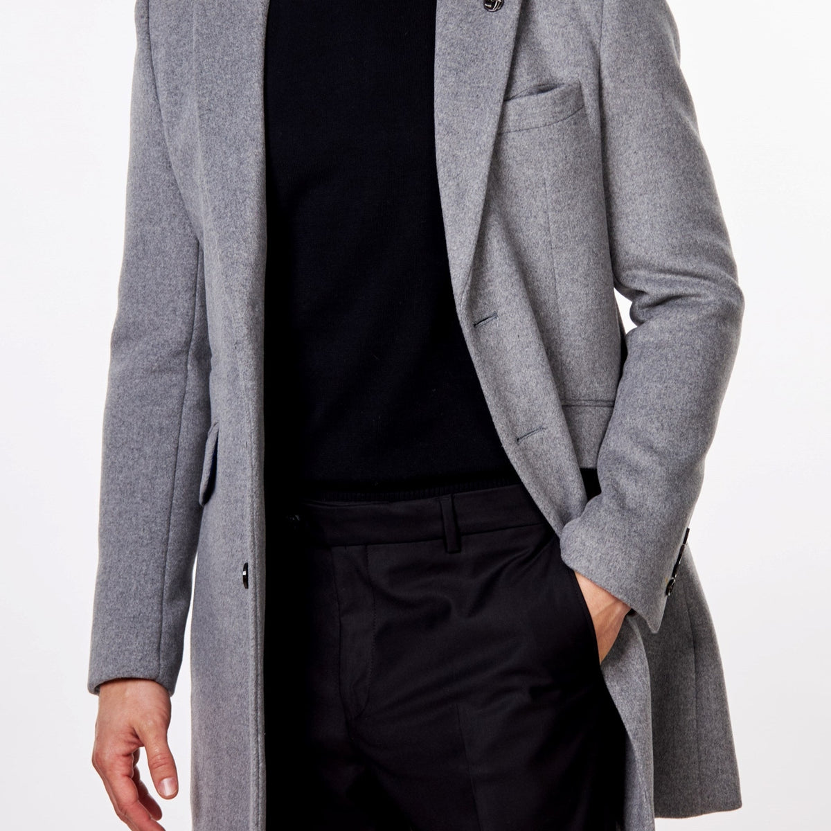 NATE - GREY LONG WOOL BLEND OVERCOAT – Sartorial Shoes