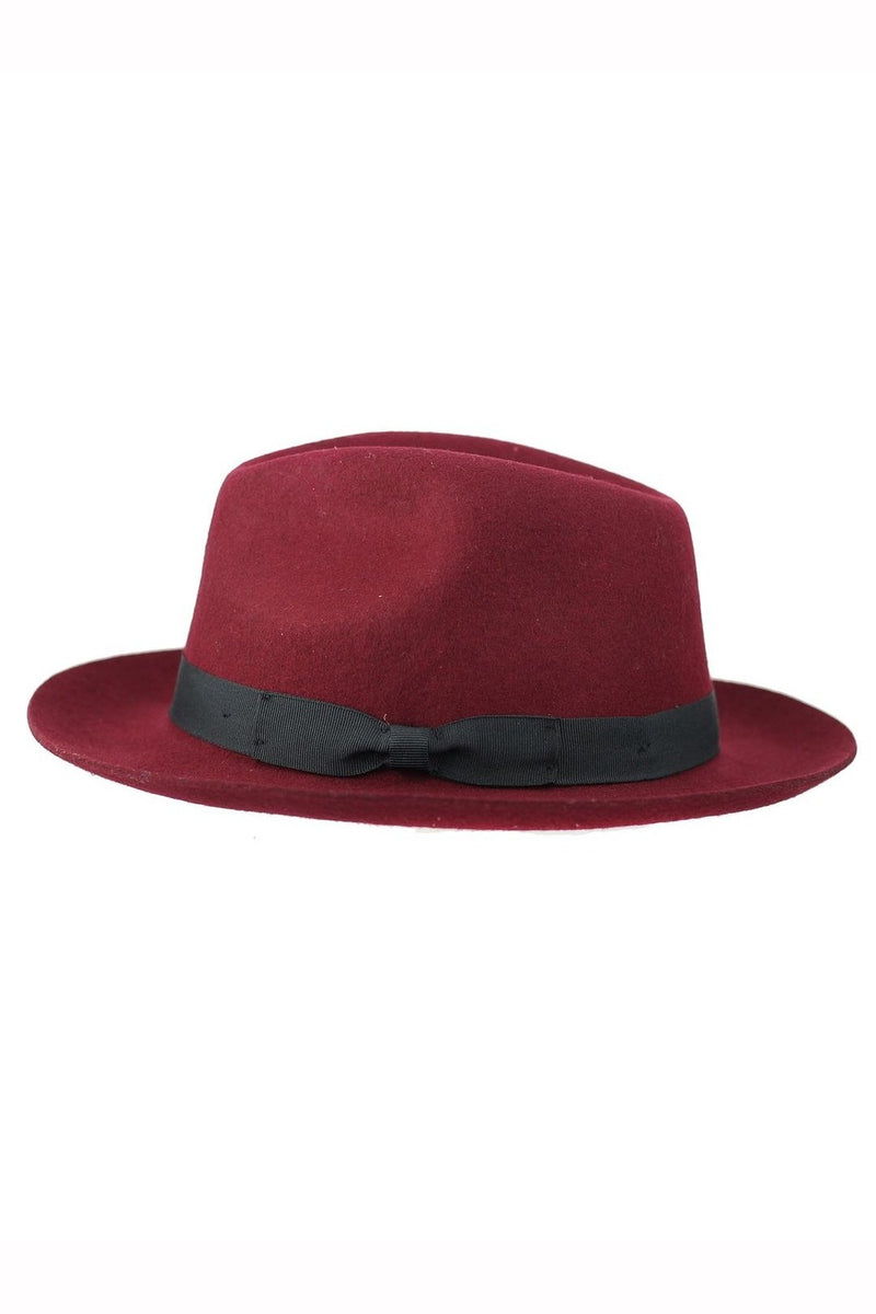 Gladwin Bond Snap 100% Wool Maroon Fedora Hat – Sartorial Shoes