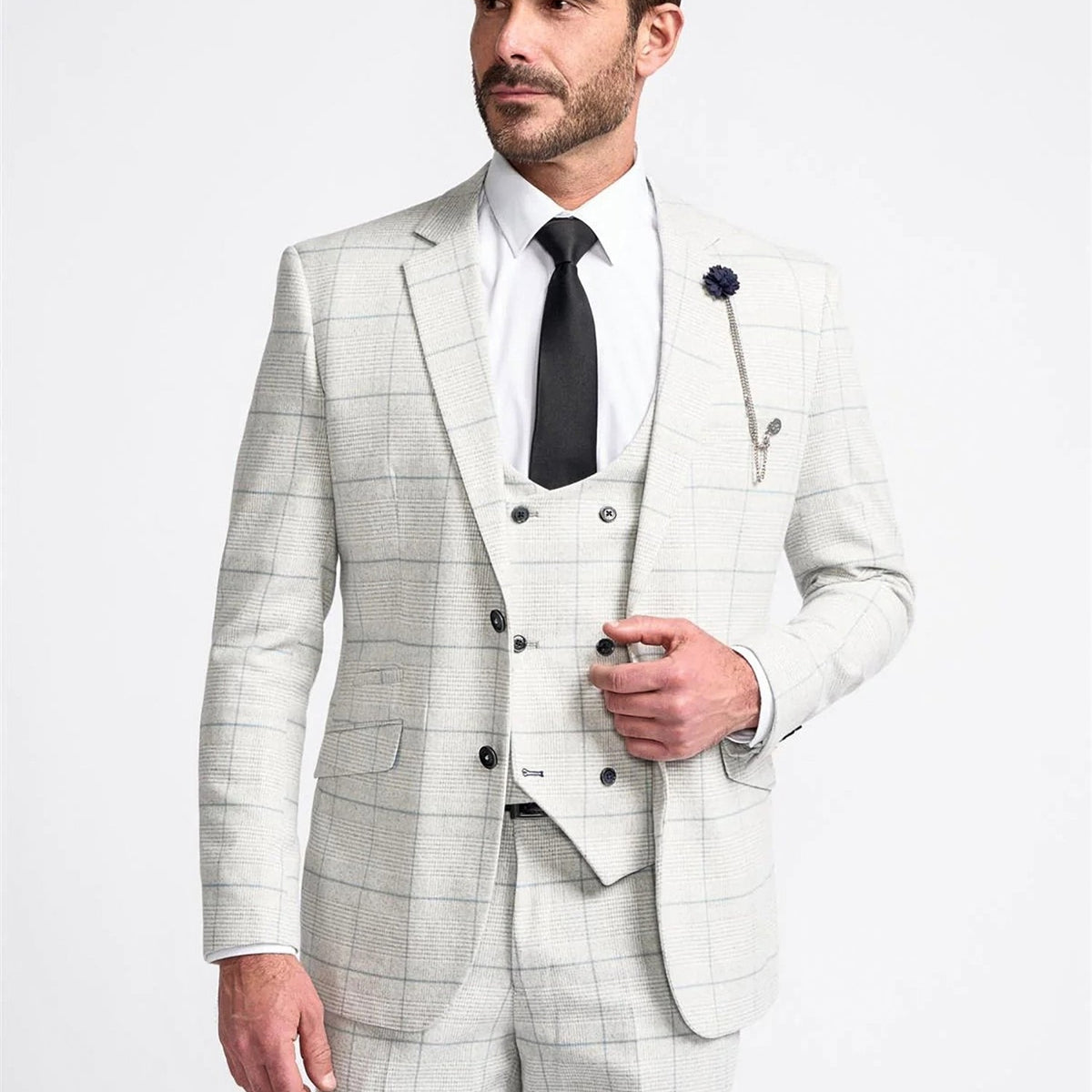Mens Radhika White Tailored Fit Check Blazer – Sartorial Shoes
