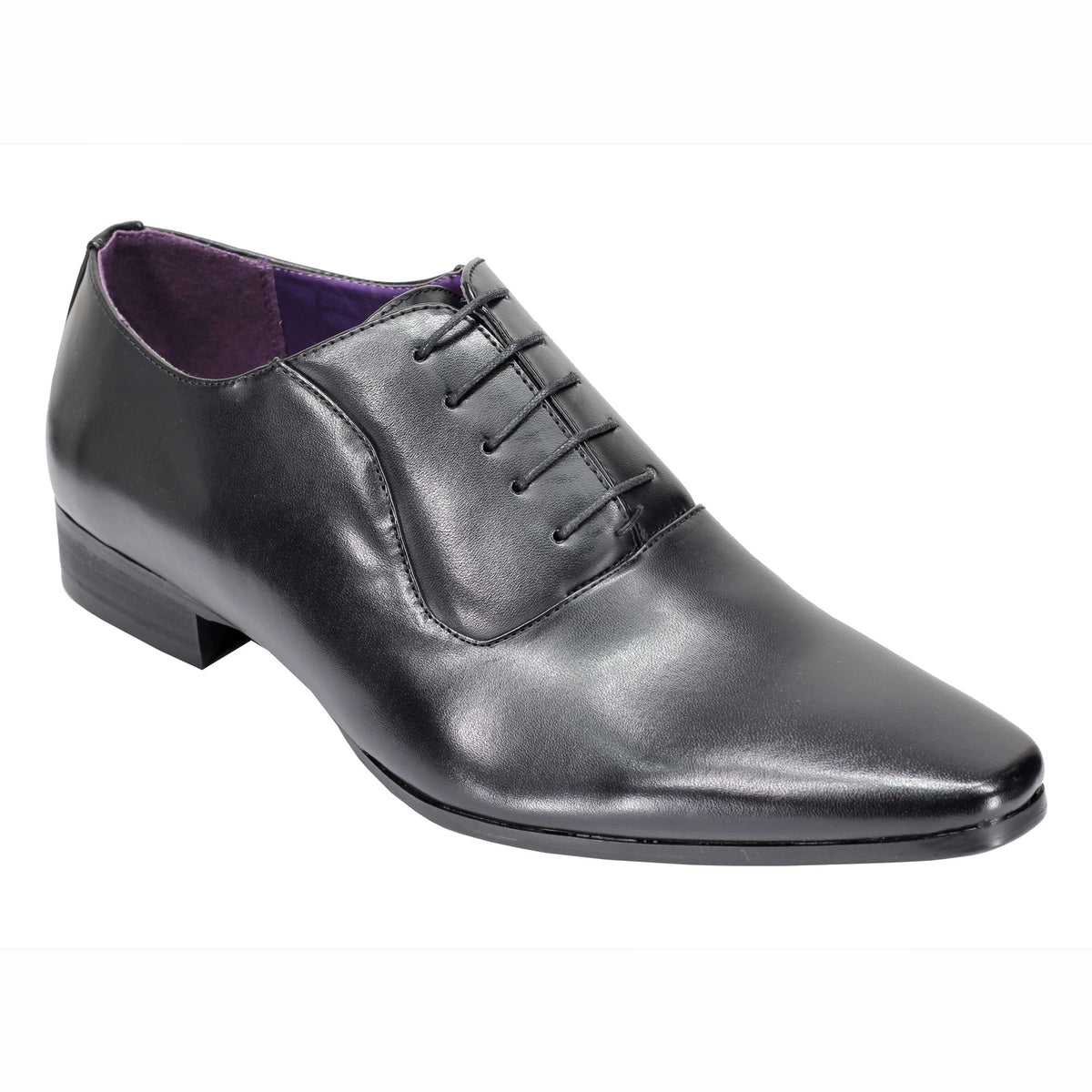 Mens Faux Leather Formal Office Shoes Smart Casual Oxford Lace up Blac ...